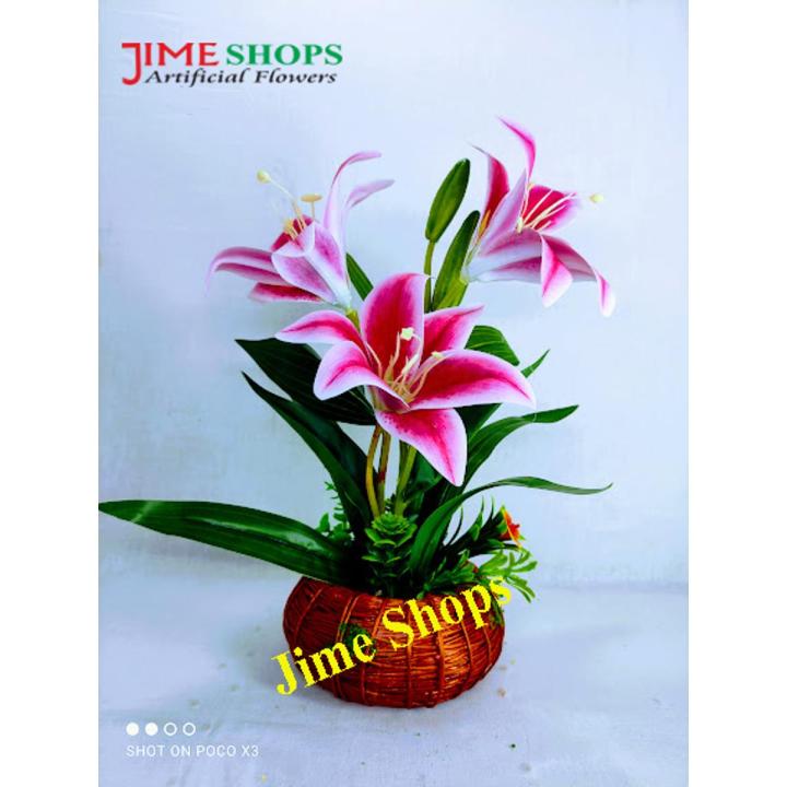 Artificial Stargazer Lily flower & Plants with tob 14 inc long for any ...