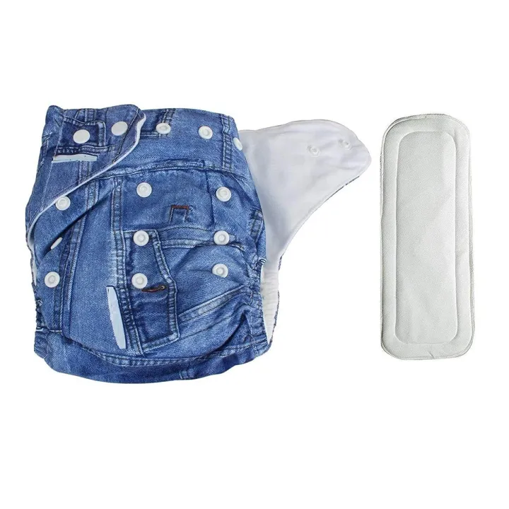 Washable Blue Print Cloth Baby Diaper (1 Heavy Pad 3 Layer) | Daraz.com.bd