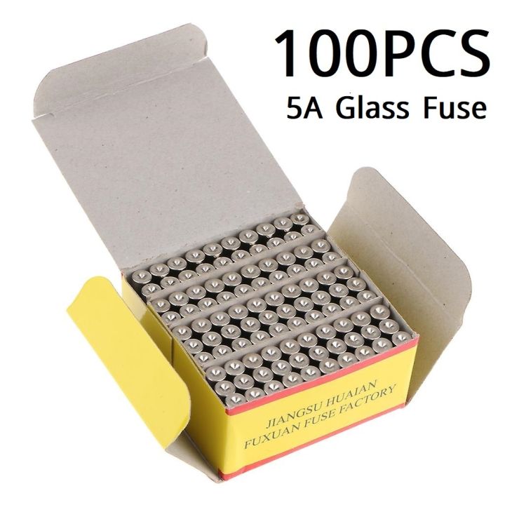 100Pcs - 5A GLASS FUSE F10AL250V 5A Fast Blow Type AC 250V 5A Glass Fuses Tube Size 5x20mm Fast ...