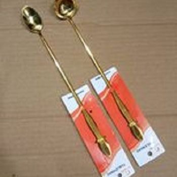 Steel Long Handle Pickle Spoon Round And Oval Shape (26Cm) 2 Pc Set ...