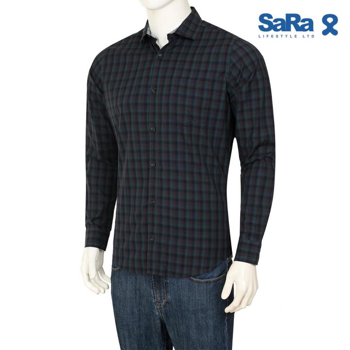 SaRa Mens Casual Shirt (MCS33FCC- Navy check) | Daraz.com.bd