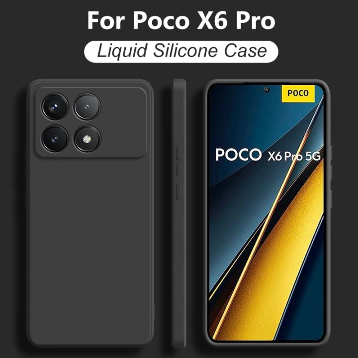 Poco X6 Pro 5G Case Square Liquid Silicone Camera Lens Protector Phone ...