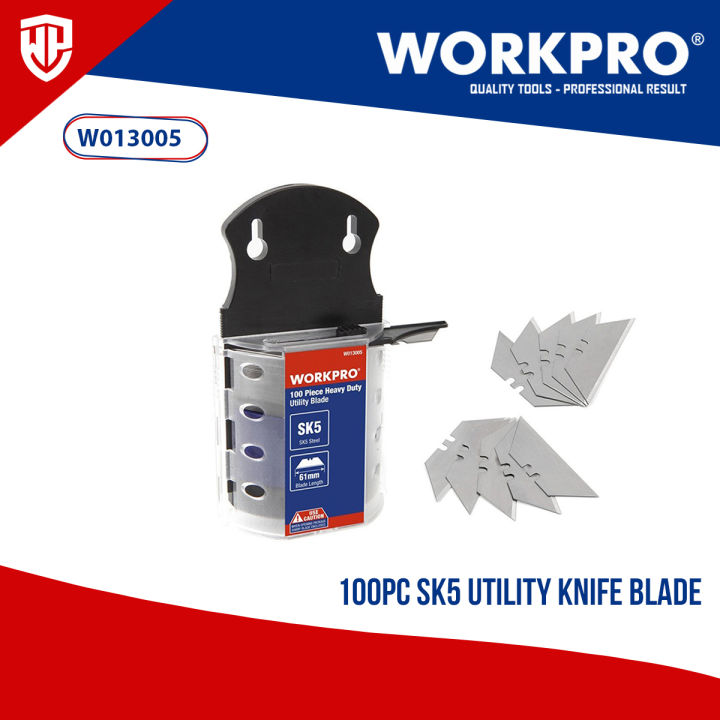 Workpro Anticutter Blade Utility SK5 Steel 100 Piece Set with Dispenser | Daraz.com.bd