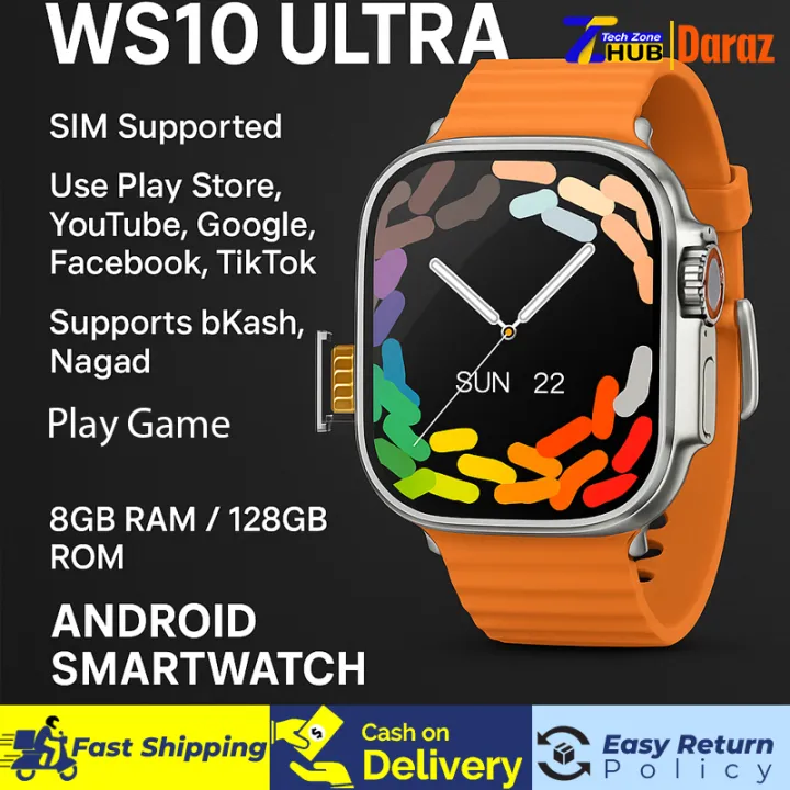 WS10 Ultra Android Smart Watch | 360° Rotating Camera | 8GB RAM 128GB ...