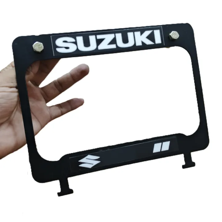 Motorcycle Number Plate Frame & License Plate Holder with Top Cover for ...