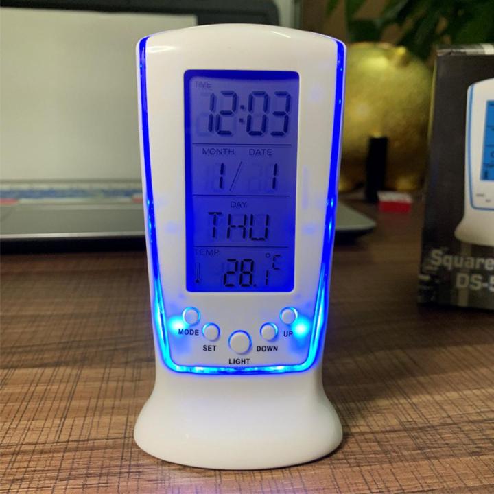 Luminous Blue LED Digital Mini Desk Clock with Electronic Calendar ...