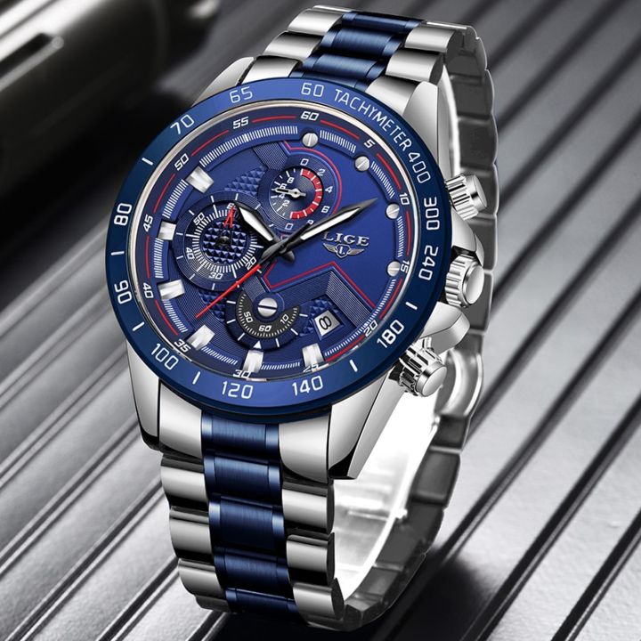 LIGE Hot Fashion Chronograph Luminous Hands Watch | Daraz.com.bd