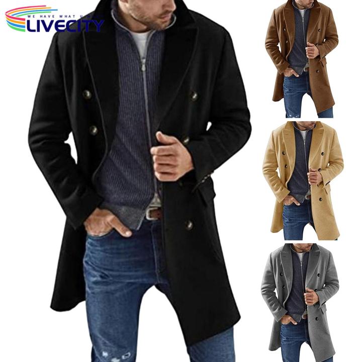 Women Solid Color Coat Stylish Knee-length Overcoat Warm Fashionable ...