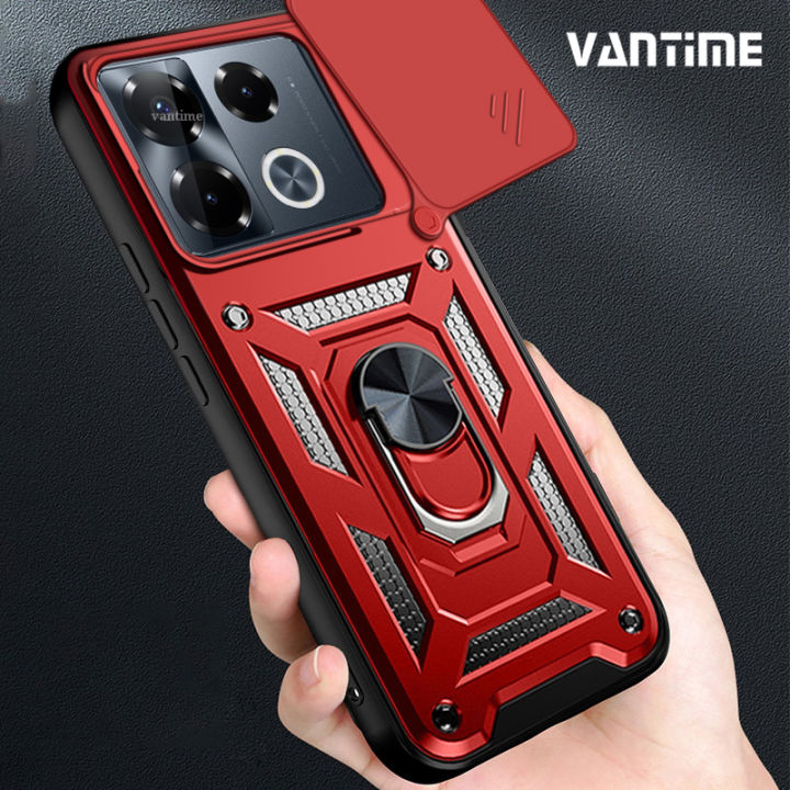 Vantime for Infinix Note 40 Pro 4G 40 Pro+ Plus 5G Case Hard Sliding Lens Protect Stand Holder ...