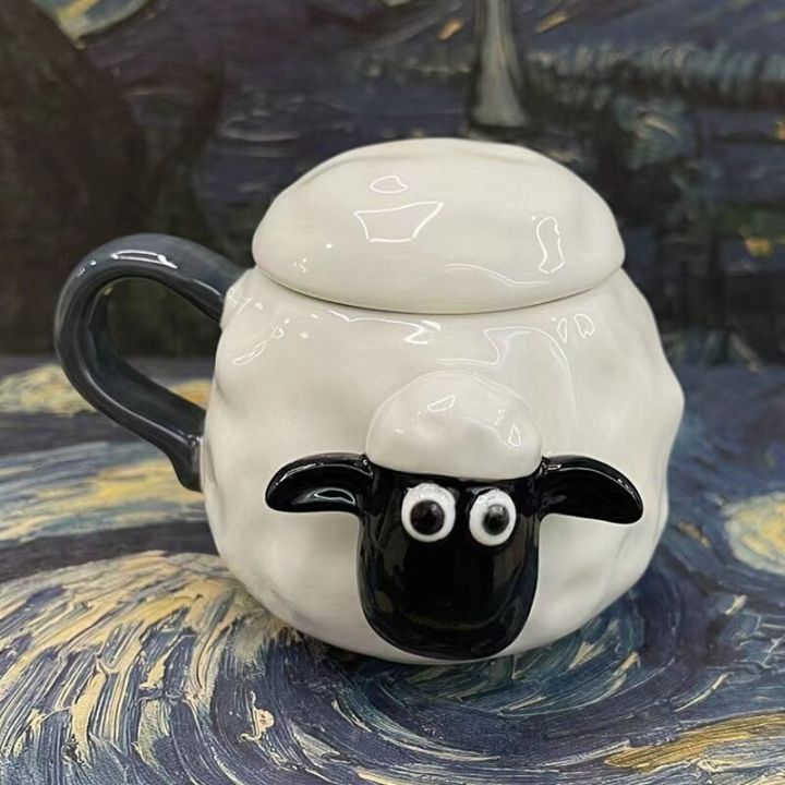 Cartoon Anime Animal Sheep Ceramic Mug Cup Shauned Sheep Clear Class ...
