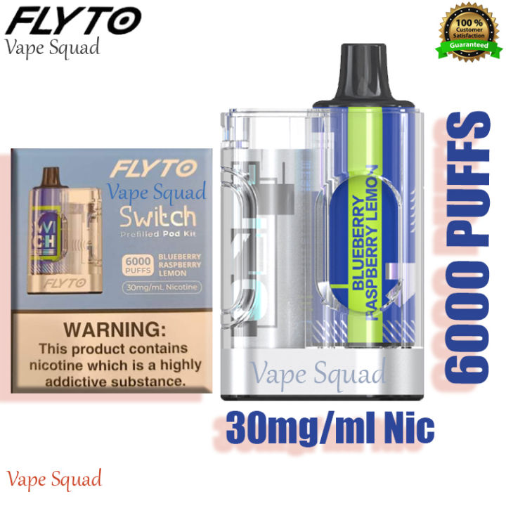FLYTO SWITCH 6000 Puffs- Blueberry Raspberry Lemon Prefilled Pod Kit ...