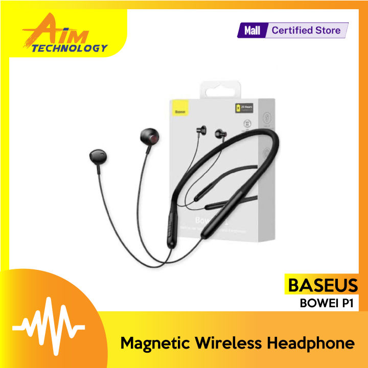 Baseus Neckband BOWEI P1 Earphone Bluetooth 5.2 Magnetic Wireless Headphone | Daraz.com.bd