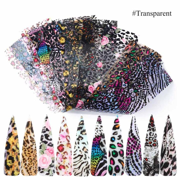 【happy one】Leopard Print Nail Foils Set Laser Holographic Transfer ...