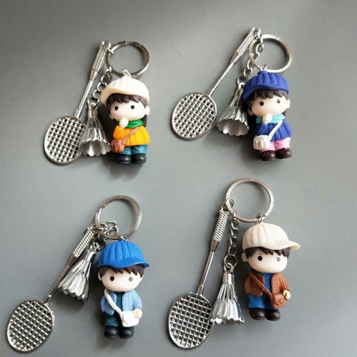 Mini Shuttlecock Sports Keyrings PVC Badminton Boy Keychain Sport ...