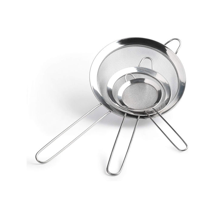 Chakni/Tea Strainer/Fine Mesh Stainless Steel Strainers -3 Pcs set ...
