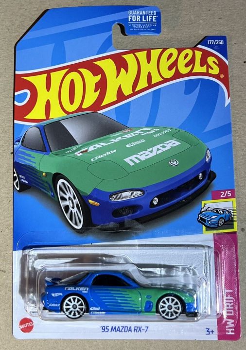 Hot Wheels 95 Maxda RX-7 Falken Edition Blue - Green, Scale - 1:64 ...