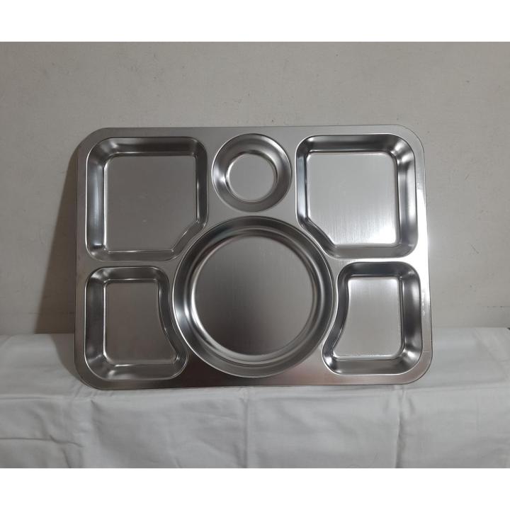 Stainless Steel 6 Compartment/Divided/ Rectangular Serving Plate/Dish ...