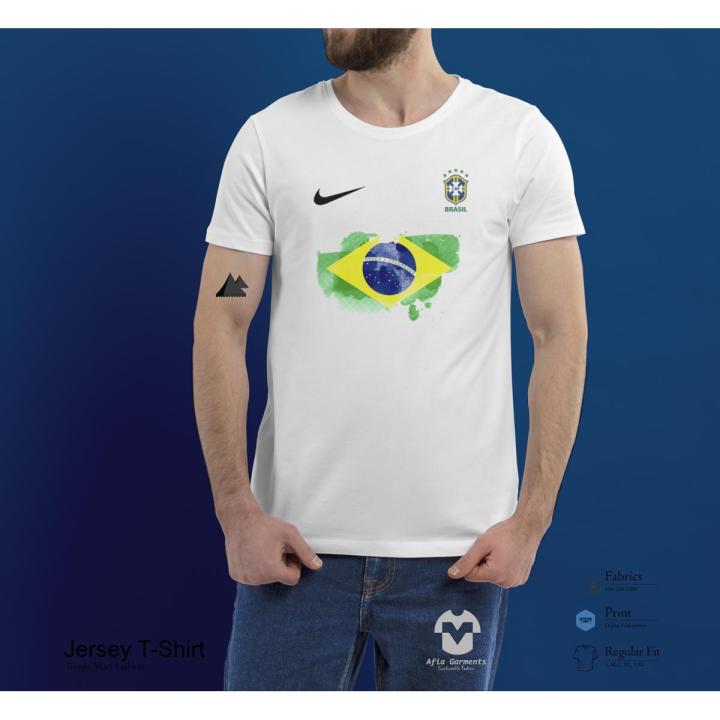 Brazil Flag With Brazilian Football Logo Round Neck Tshirt | Daraz.com.bd
