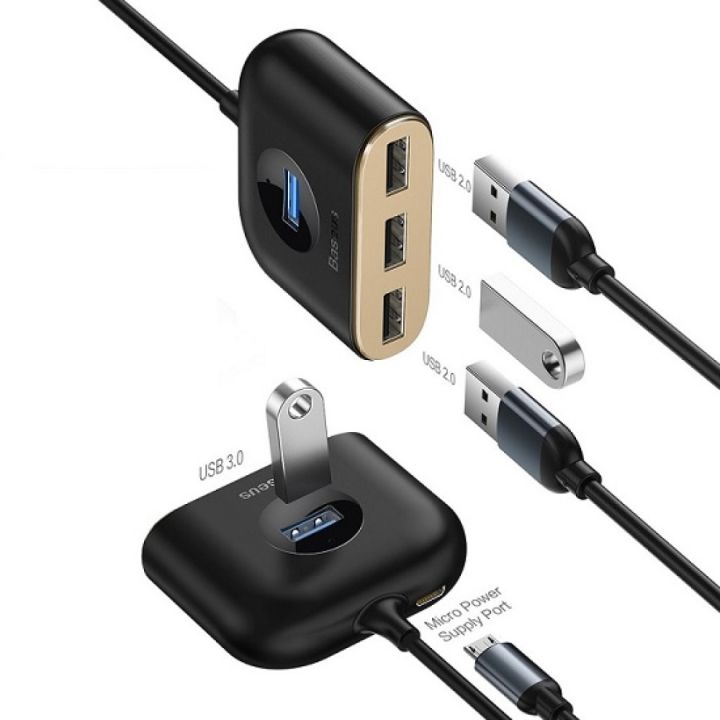 Baseus 4 in 1 Square Round USB HUB - Original | Daraz.com.bd