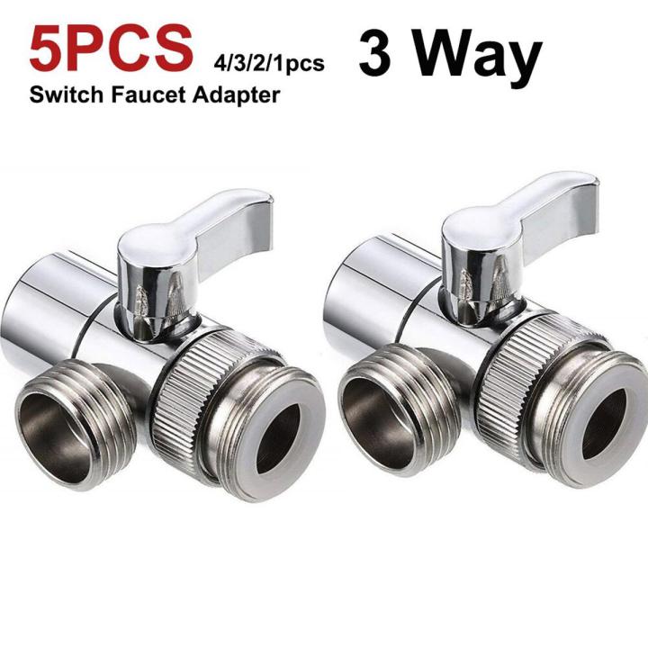 1-5pcs 3 Way Switch Faucet Adapter Kitchen Sink Splitter Diverter Valve ...