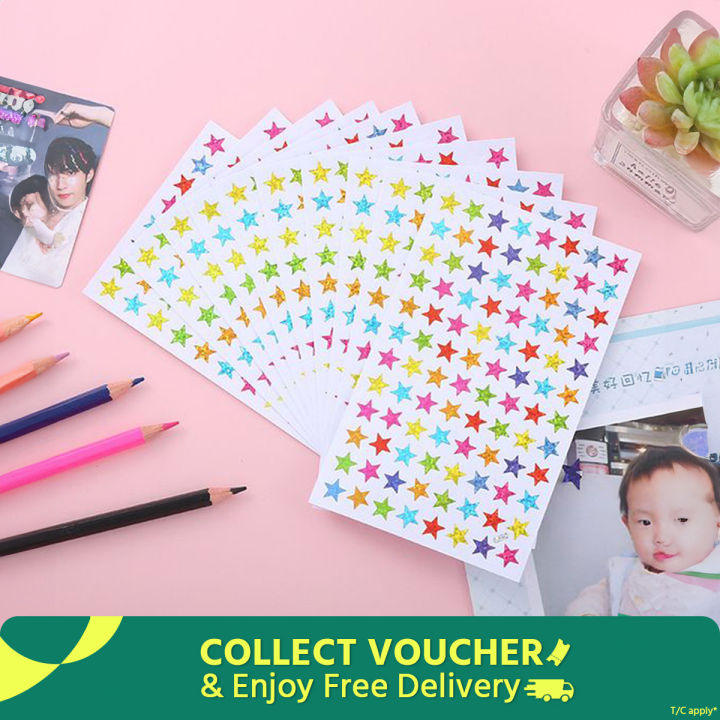 five-pointed star reflective stickers children's reward DIY decorative ...