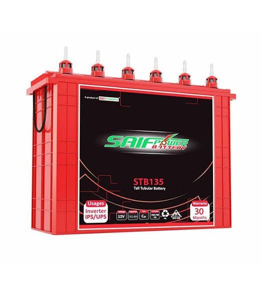 SAIF POWER TALL TUBULAR BATTERY STB 135, 135AH 30 MONTH'S REPLACEMENT ...