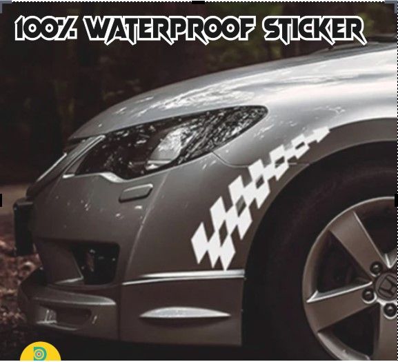 Racing Stickers Vehicle Car Decals Plaid Wheel Flags Reflector Safety ...