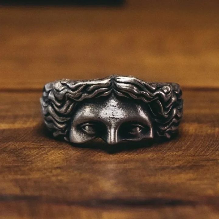 Punk Venus Sculpture Half Face Ring for Men Renaissance Vintage ...
