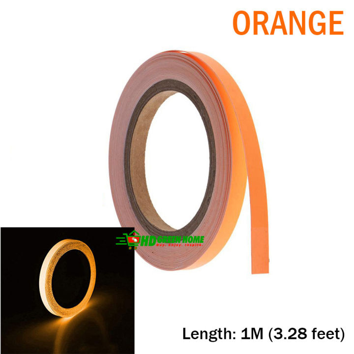 1M x 1cm Orange Luminous Tape Self-adhesive Glow in the Dark ...