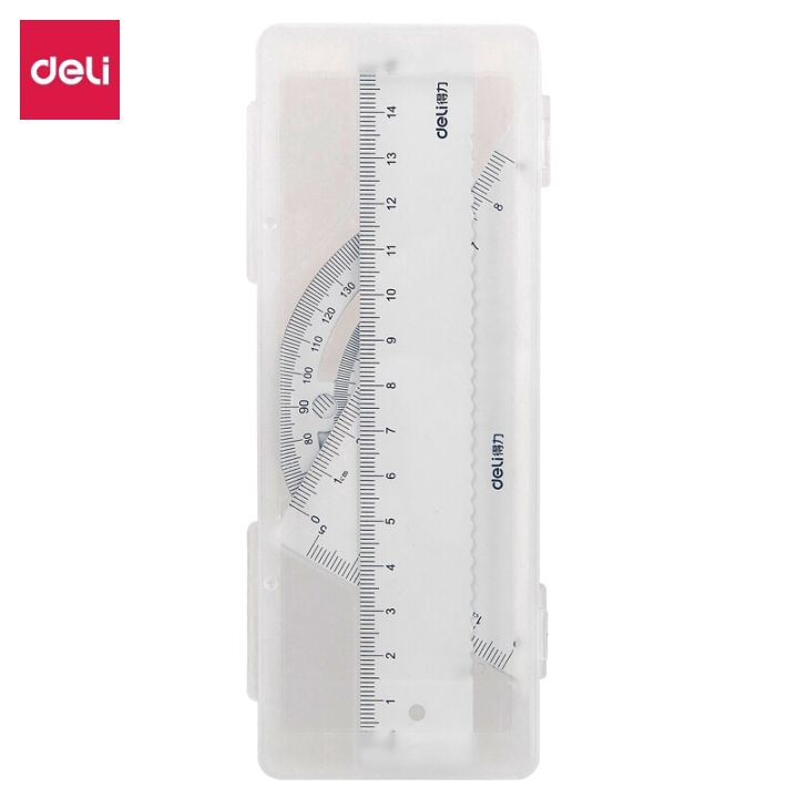 Deli Metal Ruler Sets Square Protractor Four-Piece Pp Box Portable ...