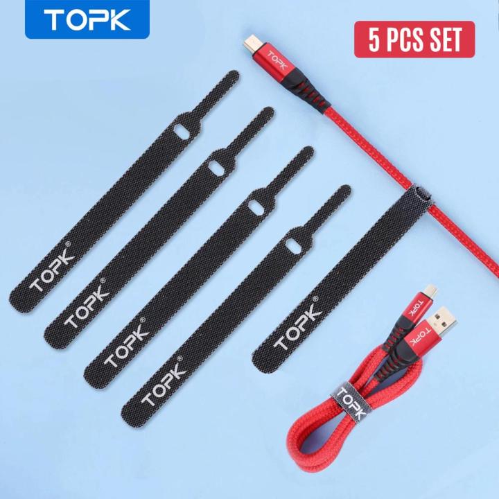 TOPK 5 In 1 Velcro Strap Cable Organizer Tool Reusable Self Adhesive ...