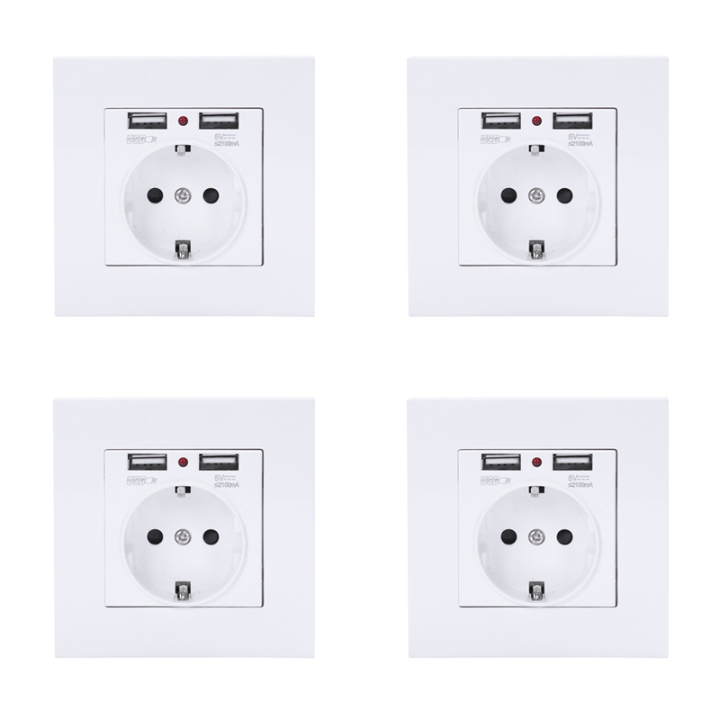 4X Pc Panel Wall Power Socket Grounded 16A Eu Standard Electrical ...