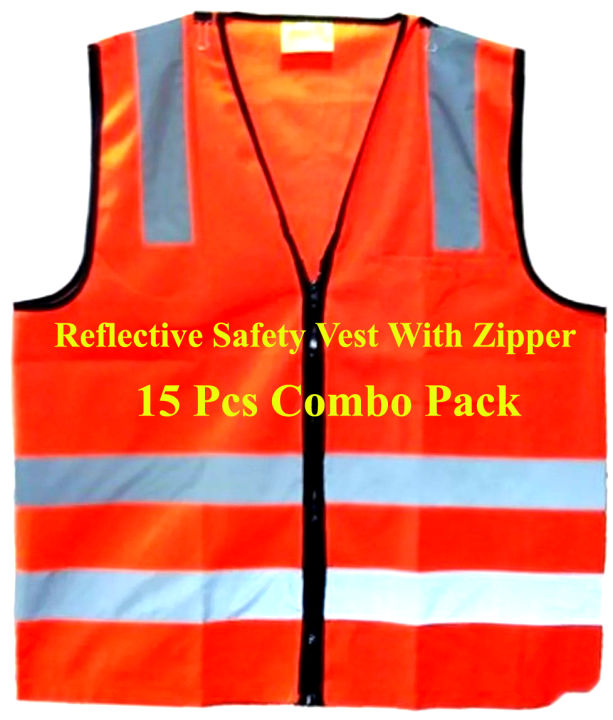 Reflective Safety Vest With Zipper 15 Pcs Combo | Daraz.com.bd