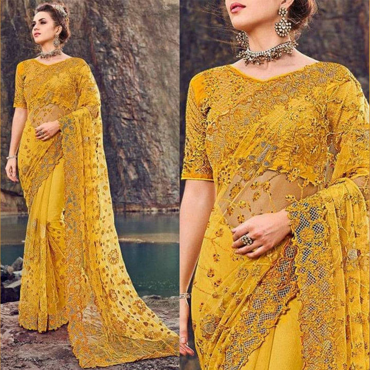 Basanti Color Soft Weightless Georgette Saree | Daraz.com.bd