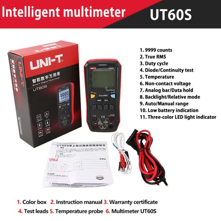 UNI-T Digital Smart Multimeter UT60S UT60BT 1000V DC Voltmeter Ammeter True RMS Capacitor Tature ...