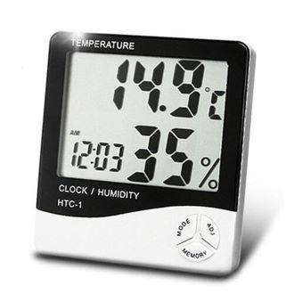 Digital Room Temperature & Humidity Meter Clock LCD Display HTC-1 ...