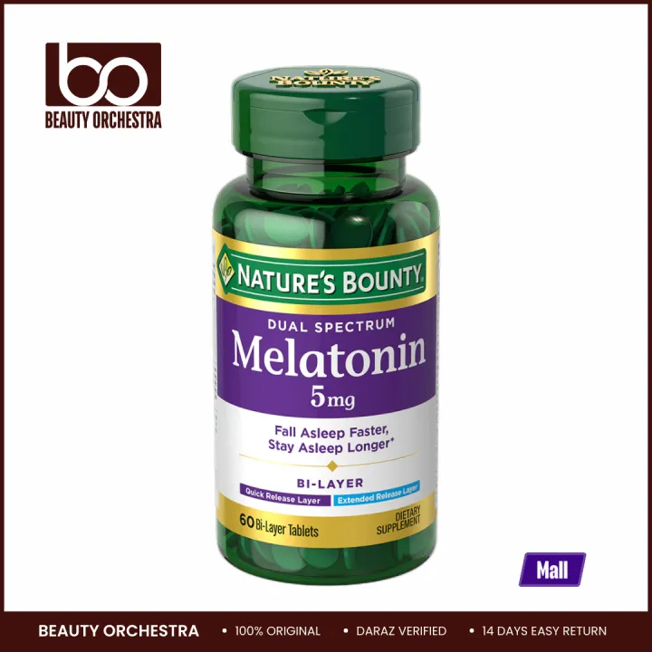 Nature's Bounty Melatonin 5mg Dual Spectrum - 60 Bi-Layer Tablets ...