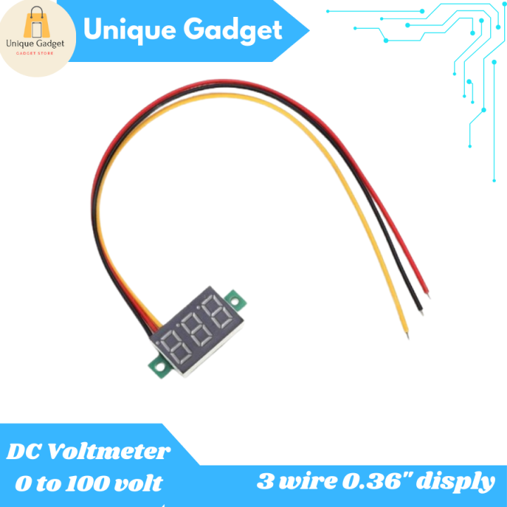 3 Wire 0.36 inch Mini Digital Voltage Meter Blue Color Digital Volt ...