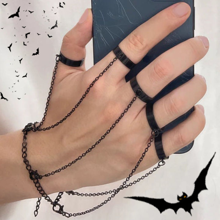 Alloy Finger Rotate Rings for Women Men Ins Black Punk Gothic Cosplay ...