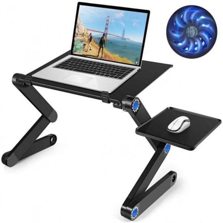 Aluminium Laptop Table T8 with air cooler - Black | Daraz.com.bd