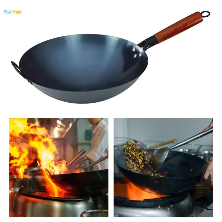 Wok Pan Pots Boiling Nonstick Coating Cookware Nonstick Wok 34cm with ...