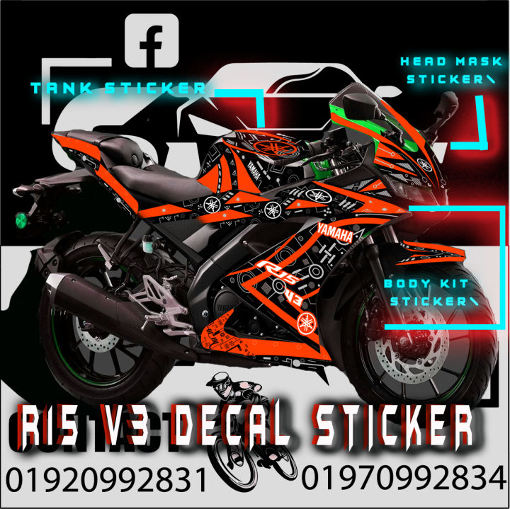 R15 v3 decal sticker // YAMAHA body sticer // R15v3 graphics sticker ...