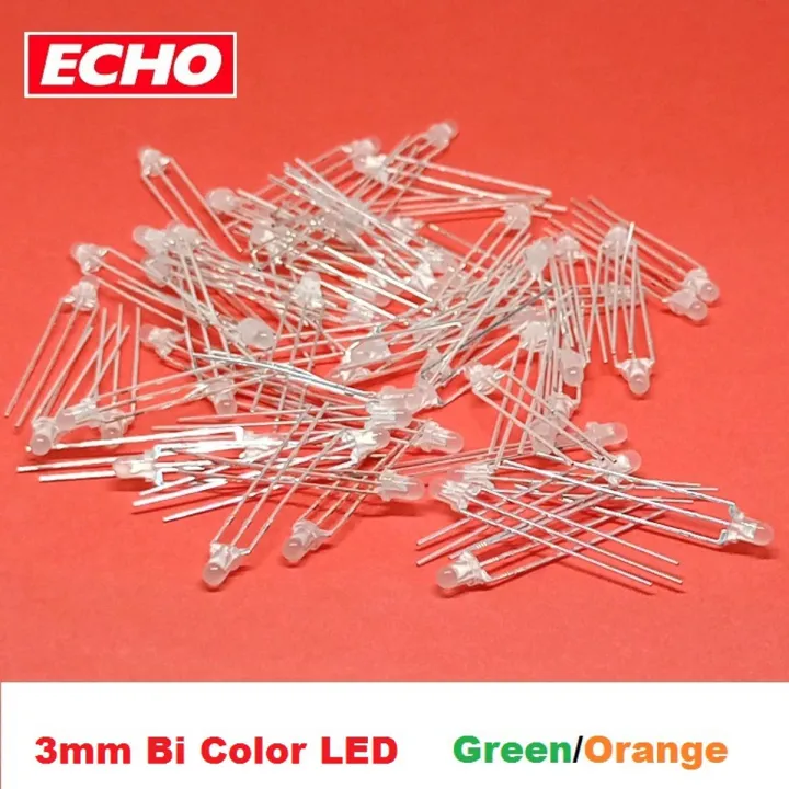 10pcs - 3mm LED Bi Color Common Cathode 3 Pin Green / Orange For LED TV ...