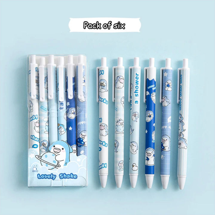 6 Pieces Box Lovely Shake Black Ink Ballpoint Pens Journaling Student ...