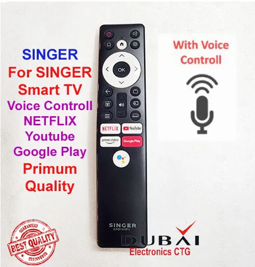 Remote Control For SINGER Smart Led Tv voice control Remote, Google ...