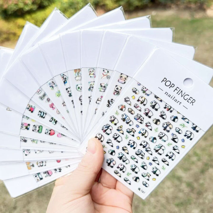New Giant Panda Nail Sticker Color Laser Hot Stamping Kids Sticker ...