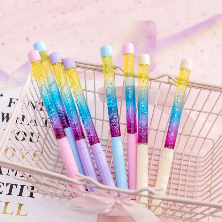 Liquid quicksand fairy stick gel pen student colorful starry sky black ...
