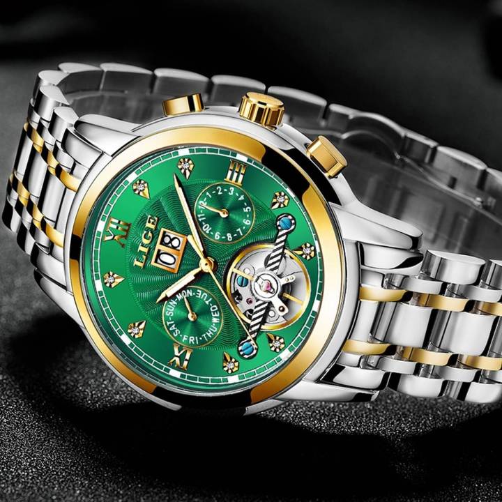 LIGE Top Brand Luxury Tourbillon Automatic Mechanical Watch | Daraz.com.bd