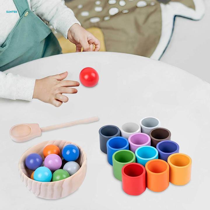 Rainbow Ball in Cups Montessori Toy Ball Matching Colors Development ...