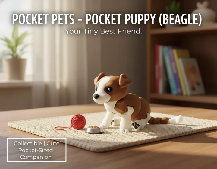 Pocket Puppy (Beagle) – 3D Printed Flexible Dog Toy 🐶 | Articulated Fidget Toy for Kids ...